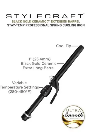 STYLECRAFT Stay-temp Extra-long Barrel Ceramic Curling Iron